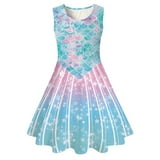 Dresses for Toddler Girls Fish Scale Tail Print Sleevelesss Beach Ball ...