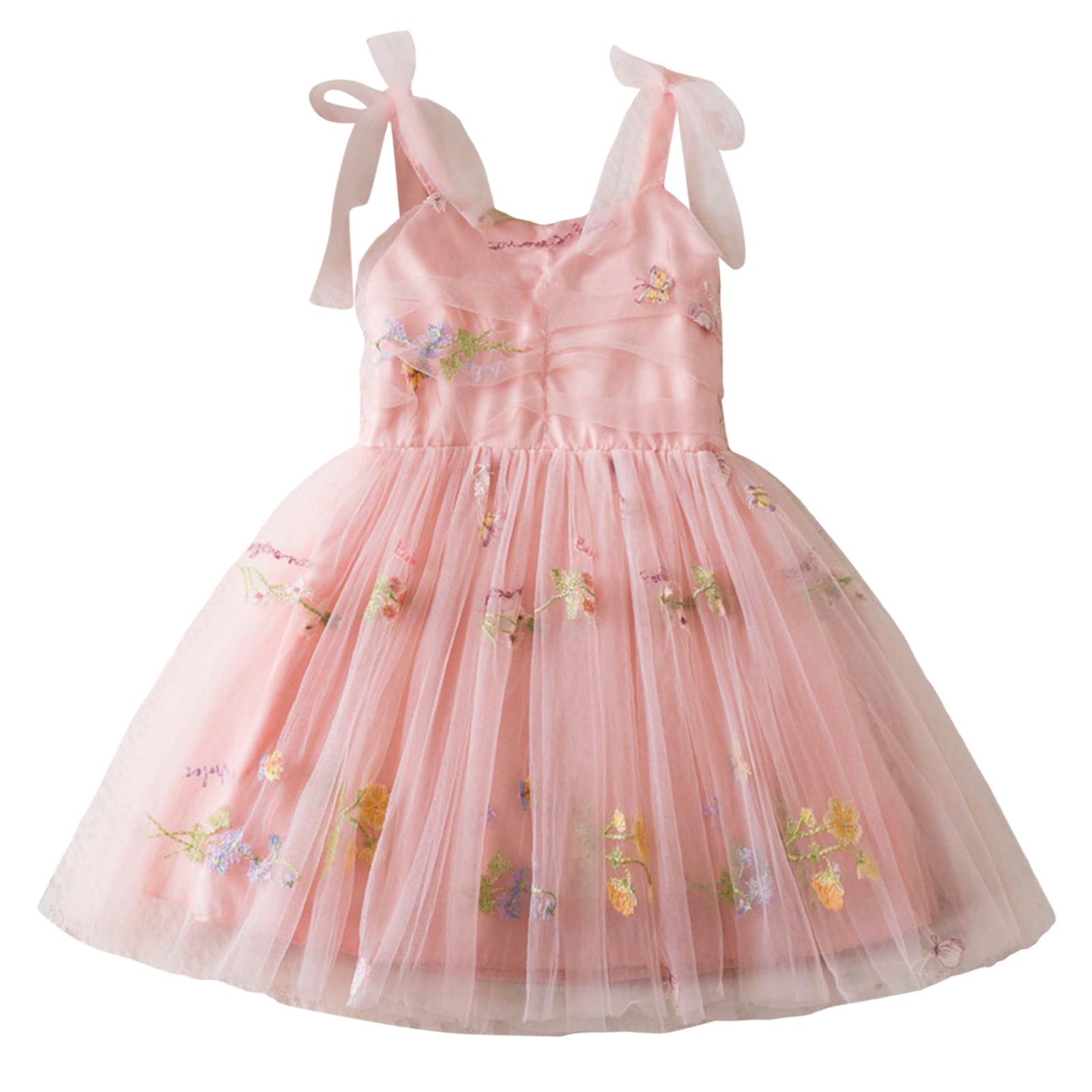 Dresses for Toddler Girls Fly Sleeveless Embroidered Flowers Prints ...