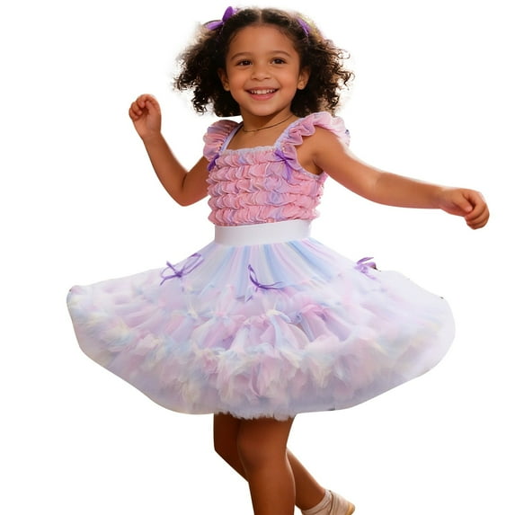 Dresses for Toddler Girls Patchwork Ruffle Pettiskirt Layered Tutu ...