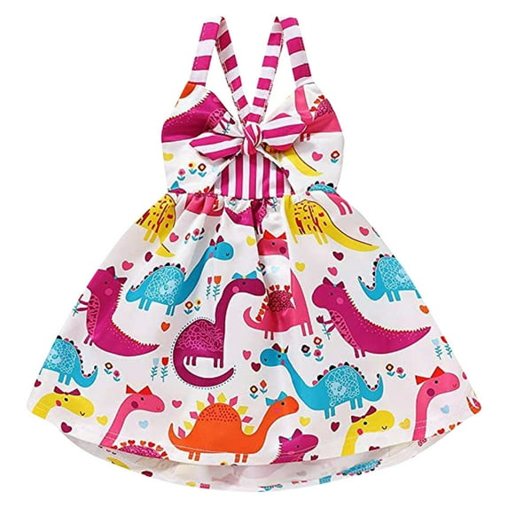 Dresses for Toddler Girls Sleeveless Floral Strap Backless Summer ...
