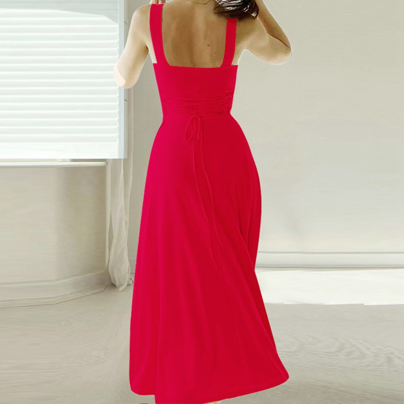 Dresses for Women 2025 Elegant Classy Solid Thick Shoulder Strap Slim ...