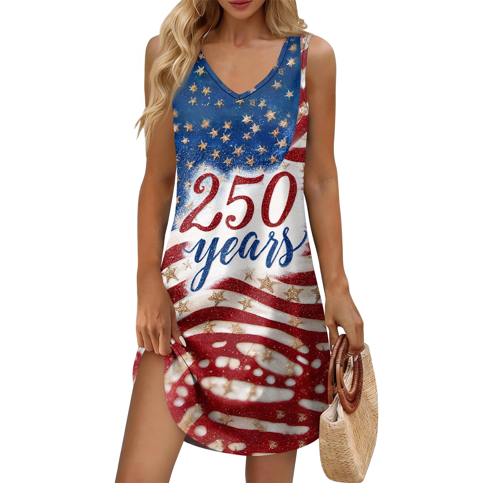 Dresses for Women 2026 Vacation Swim V-Neck Summer Dress Sleeveless ...