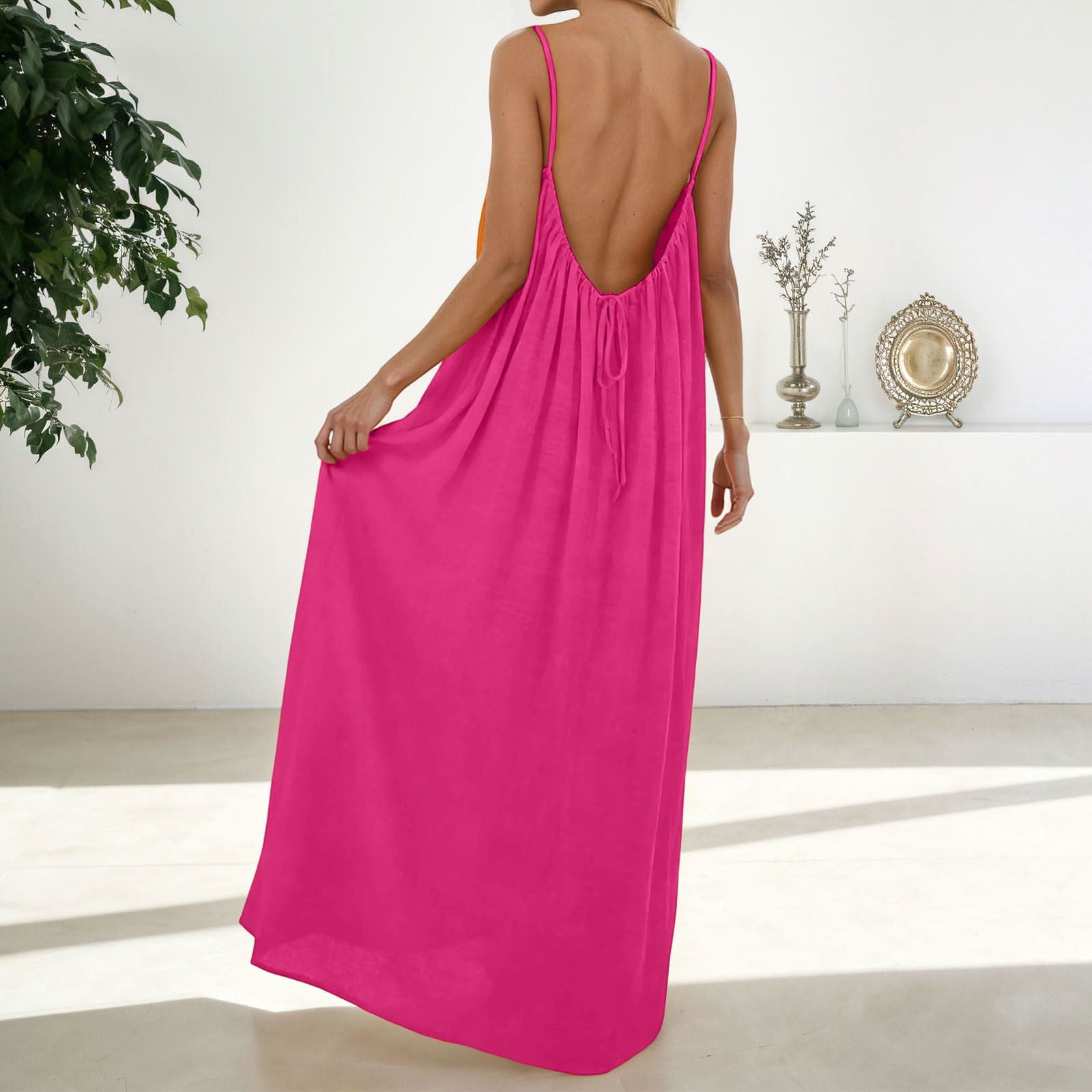 Dresses for Women Backless Cami Maxi Sundresses Spaghetti Strap 2026 ...