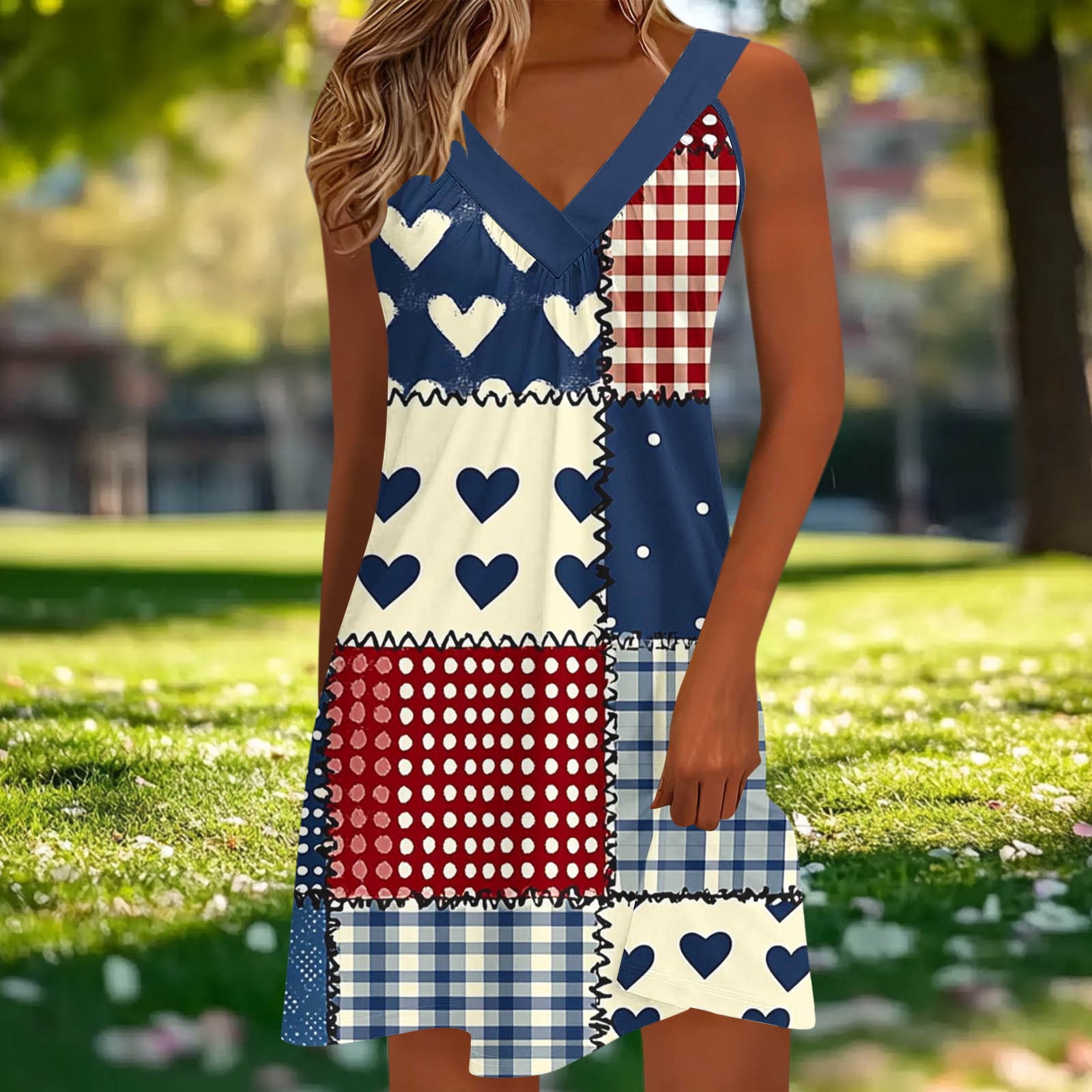 Dresses for Women Casual V Neck Sleeveless Tunic Mini Tank Dress ...