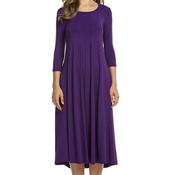 Dresses for Women Crew Neck Fashion Casual Long Sleeve Womens Round ...