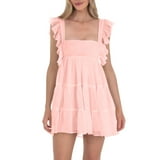 Dresses for Women Fashion Summer Casual Flying Sleeve Bare Back Strap ...