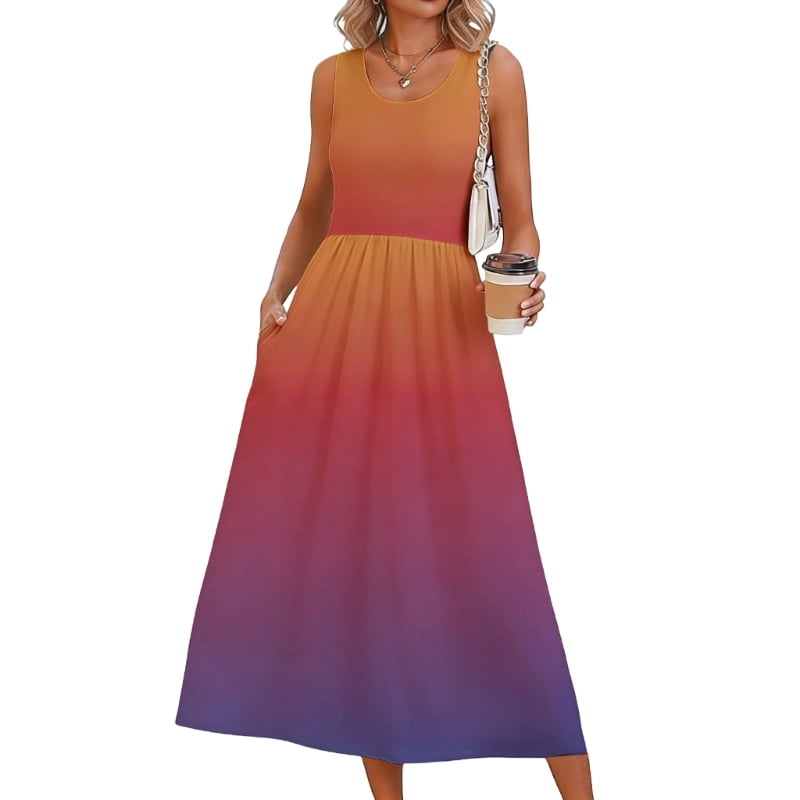 Dresses for Women Flowy Casual Dress Beach Vacation Sundresses with ...
