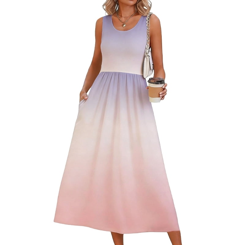 Dresses for Women Flowy Casual Dress Beach Vacation Sundresses with ...