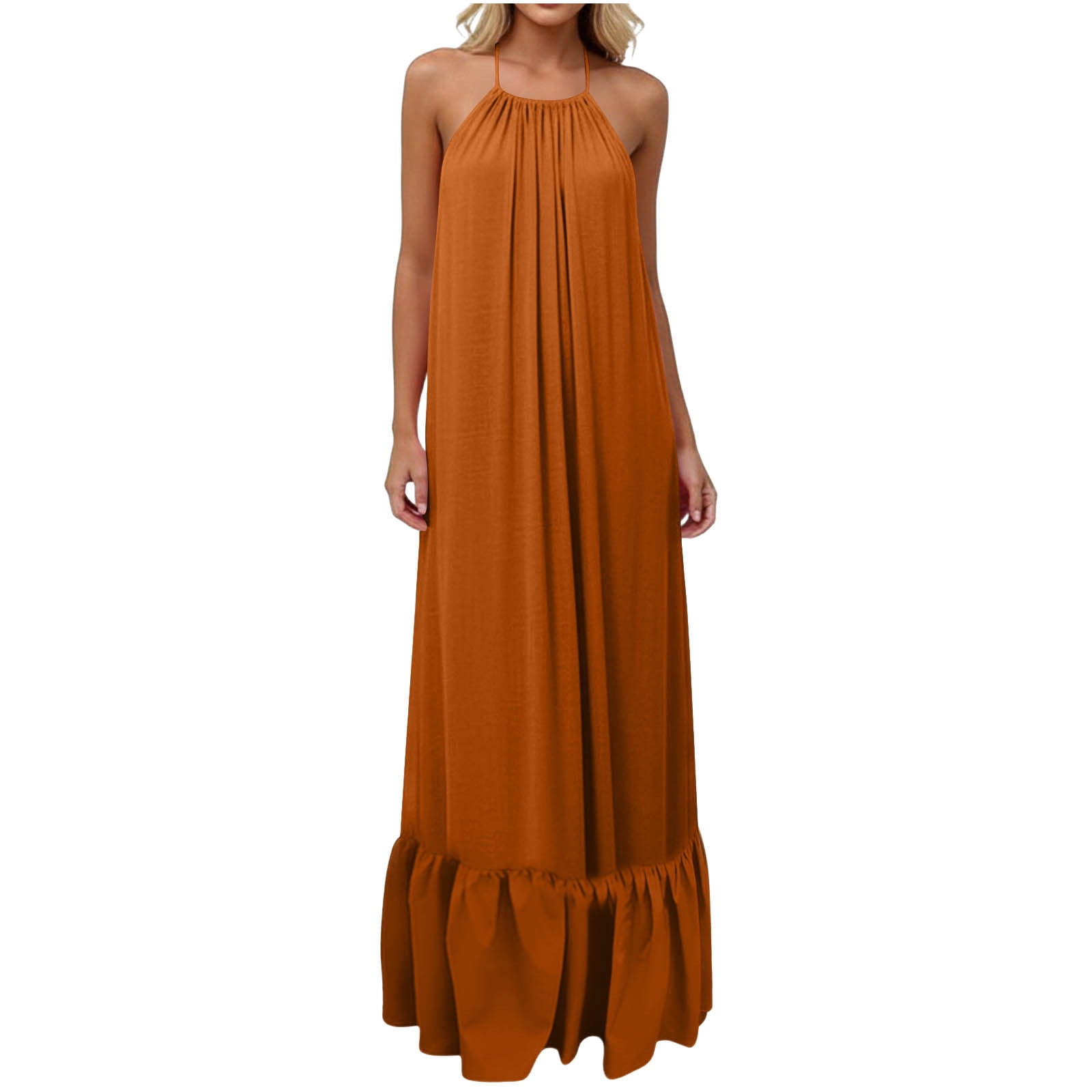 Dresses for Women Linen Fashion Loose Casual Hem With Pleats Adjustable ...