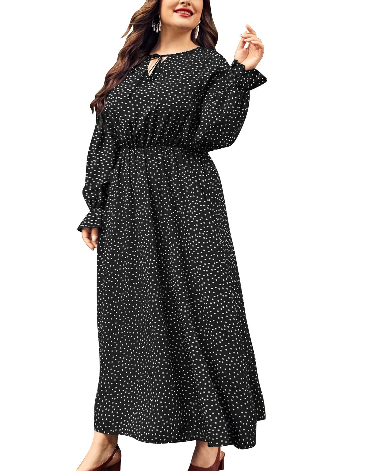 Alsol Lamesa Elegant Floor Length Casual Dress for Women, Long Sleeve ...
