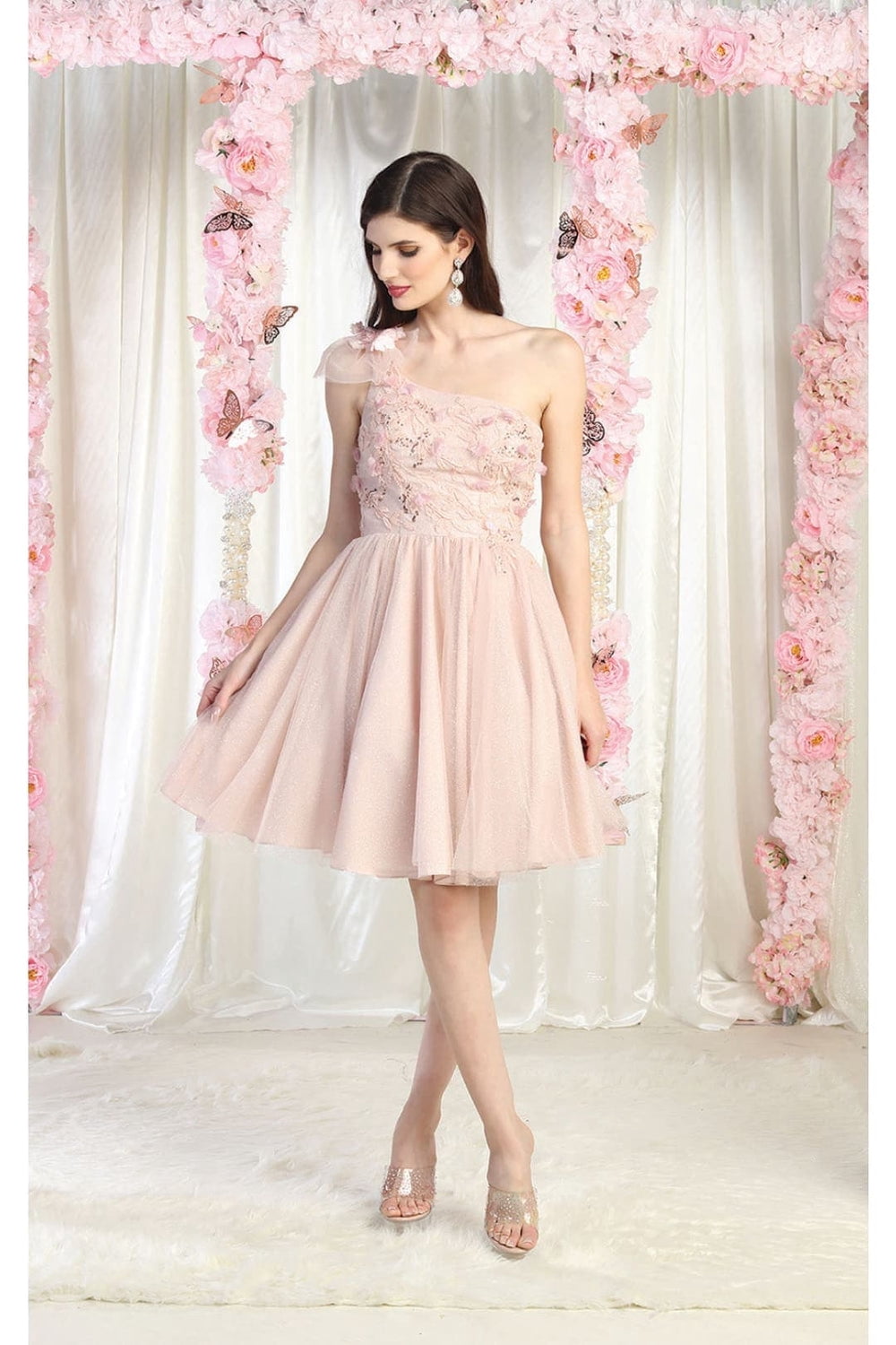 Dresses for Women - One-Shoulder Glitter A-Line Short Homecoming Formal ...