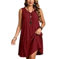 Dresses for Women Sleeveless V Neck Plus Size Solid Loose Knee Length ...