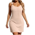 Dresses for Women Solid Color Sleeveless Side Slit Dress with Slightly ...