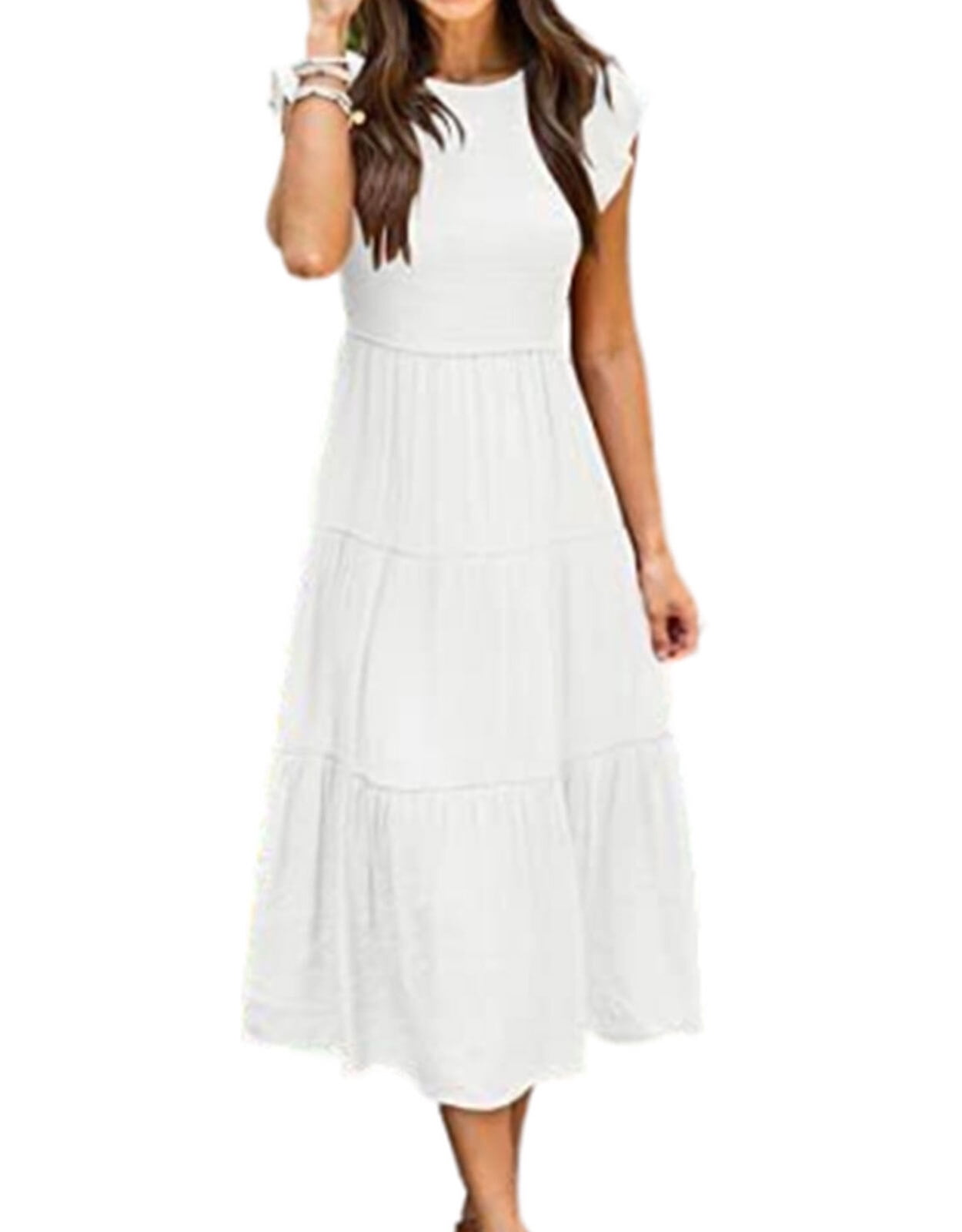 Dresses for Women Summer Flutter Short Sleeve Fashion Women Flowy ...