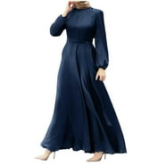 jsaierl Womens Muslim Open Front Chiffon Maxi Cardigan Abaya Robe Kaftan Loose Dress Head Wrap ...