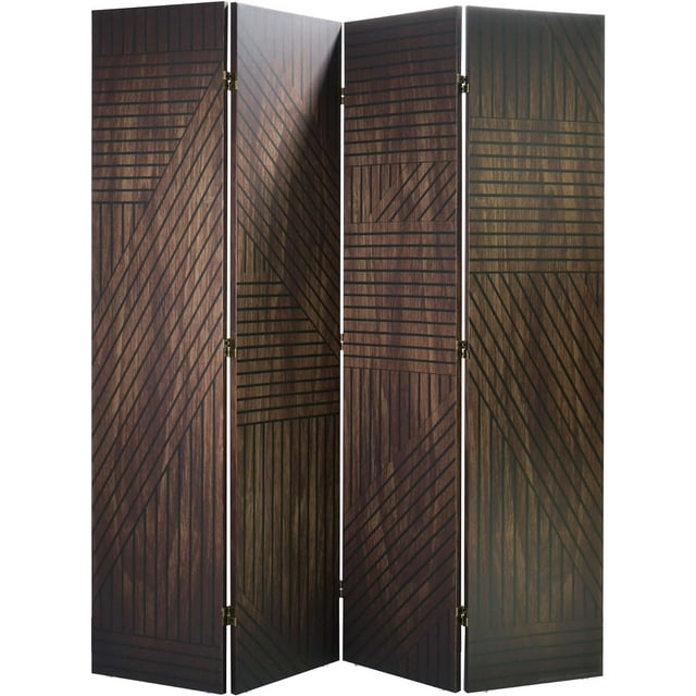 Dressing Room Divider - Double-Sided Walnut Slat Wood Pattern Canvas ...