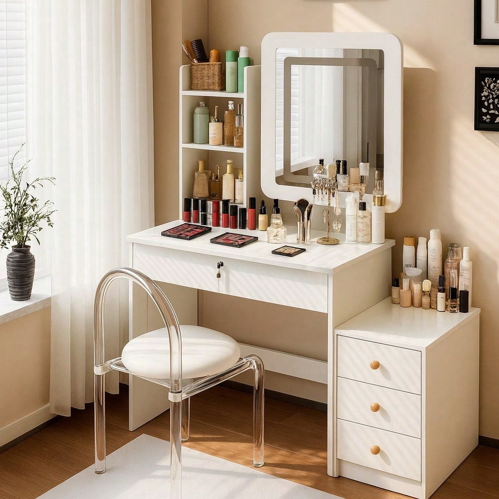 Dressing Table + Bedside Table Two-In-One Combination Drawer Cabinet ...