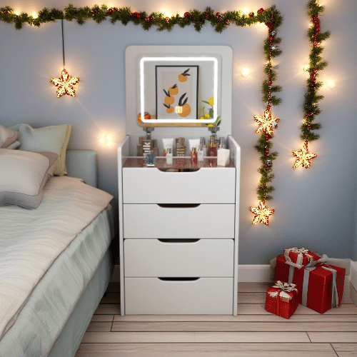 Dresser, Compact Dresser Set, 3-in-1 Dresser with Flip-Up Mirror ...