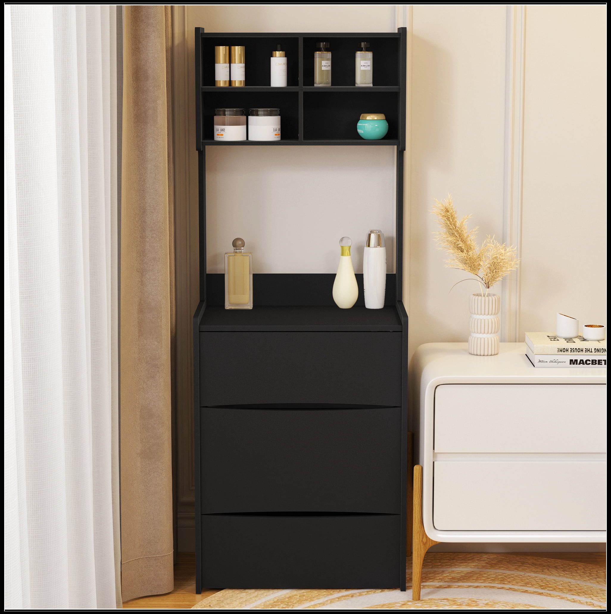 Dressing Table with Flip Top LED Illuminated Mirror, Vanity Table with ...