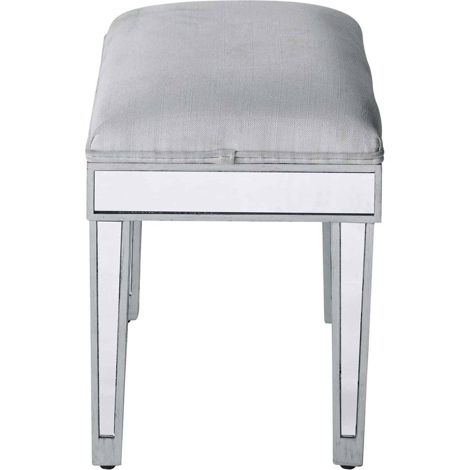 Dressing stool 18in. Wx 14in. D x 18in. H in antique silver paint ...