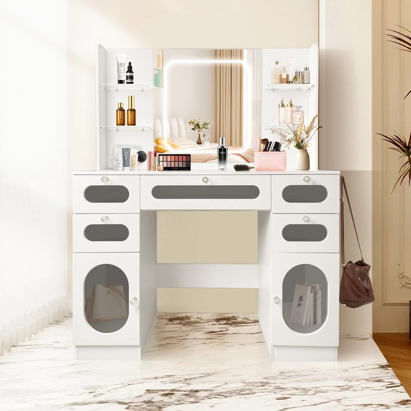 Dressing table with single touch control switch 3 color LED light ...