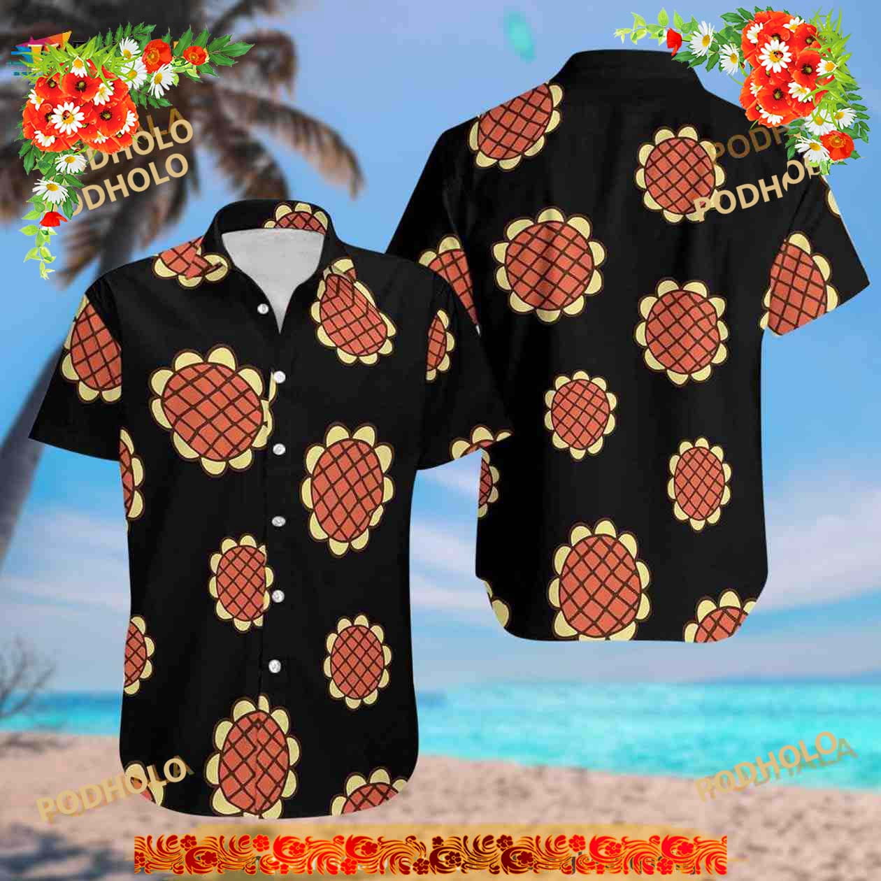 Dressrosa Anime Hawaiian Shirt, Sunflower Button Down Shirt, Anime ...