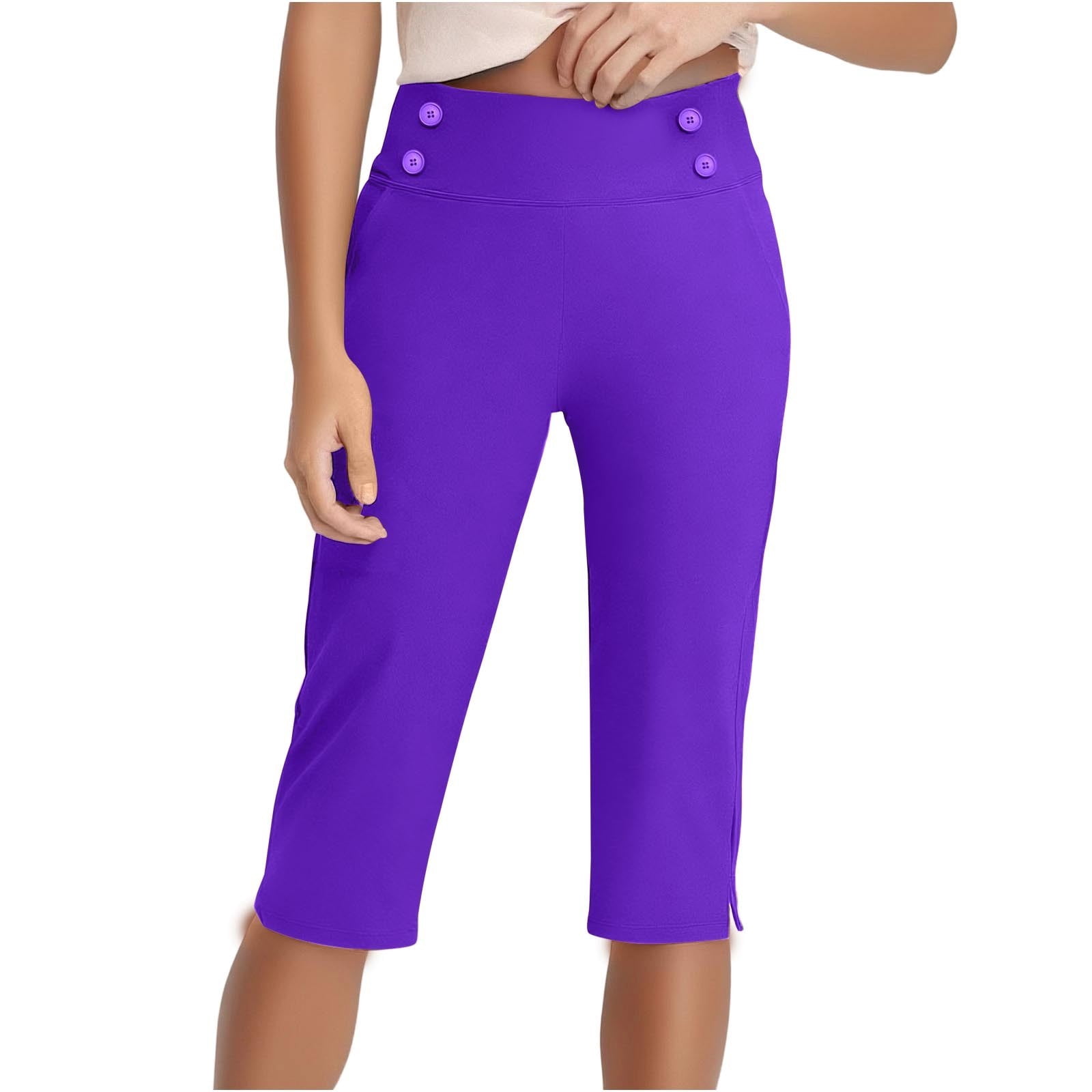 Dressy Capri Pants for Women Work High Waist Capris Pants with Pocket ...