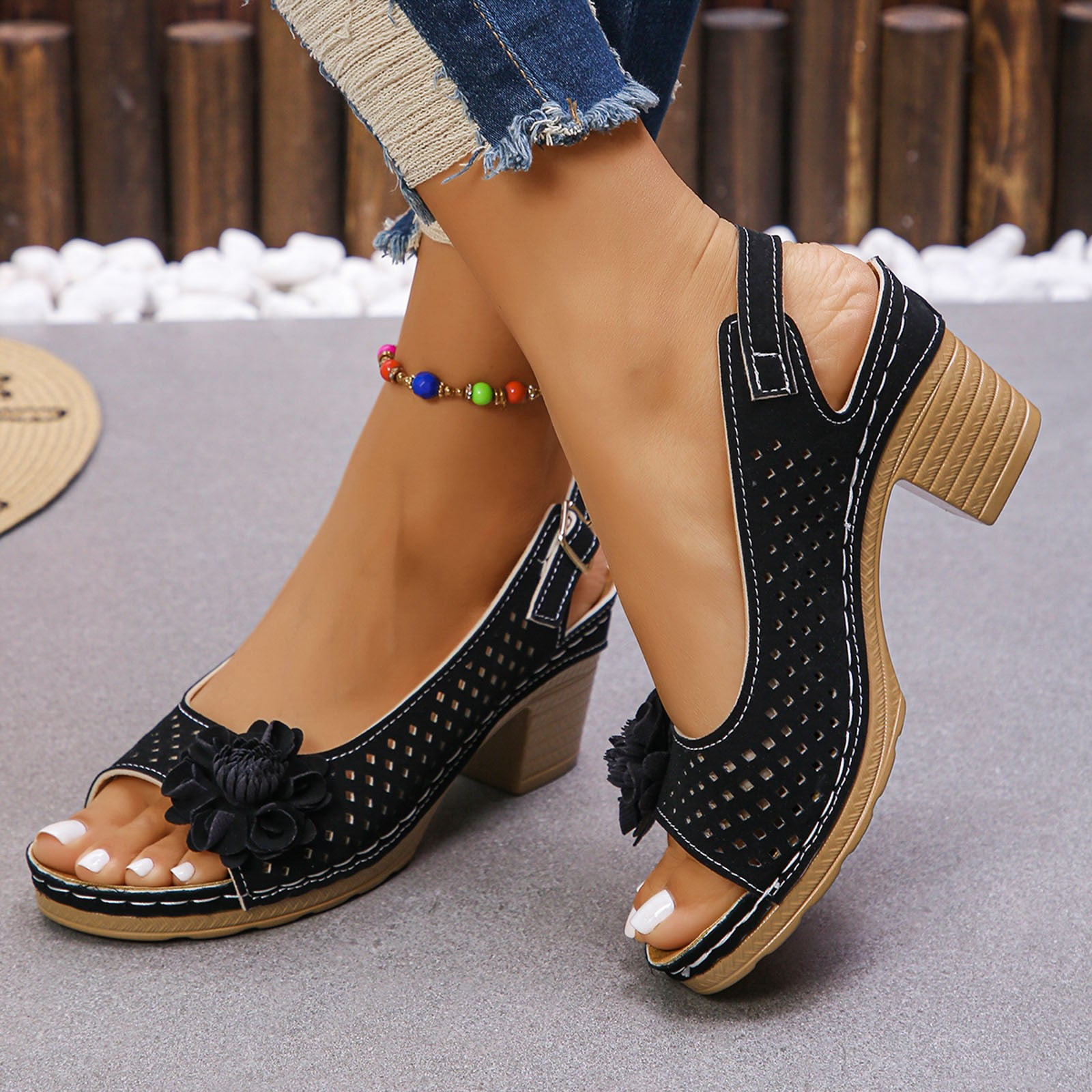 Dressy Sandals Women Buckled Square Heel Sandals for Women,Dressy Peep ...