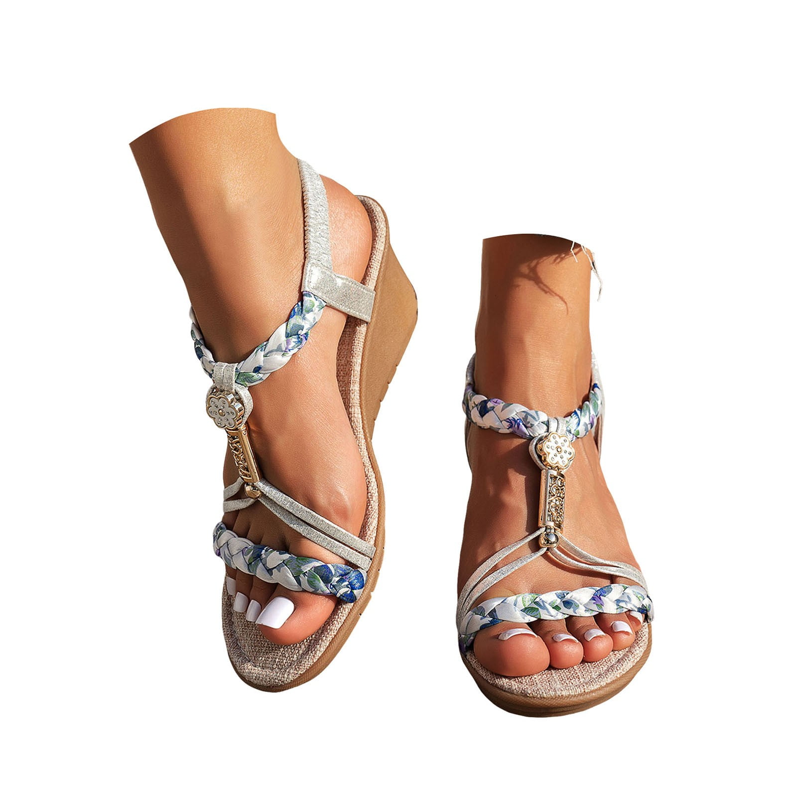 Dressy Sandals for Women 2025 Bunny Rhinestones Boho Beach Colorful ...