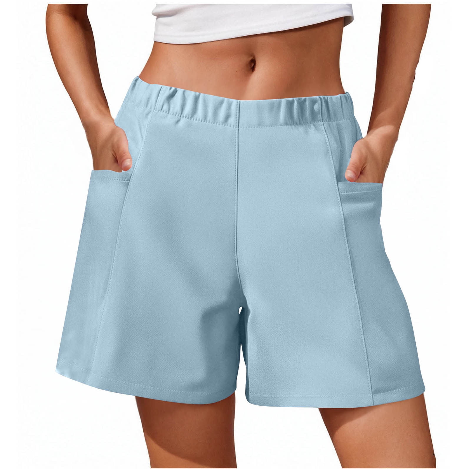 BLVB Dressy Shorts for Women Elastic High Waist Summer Loose Lounge ...