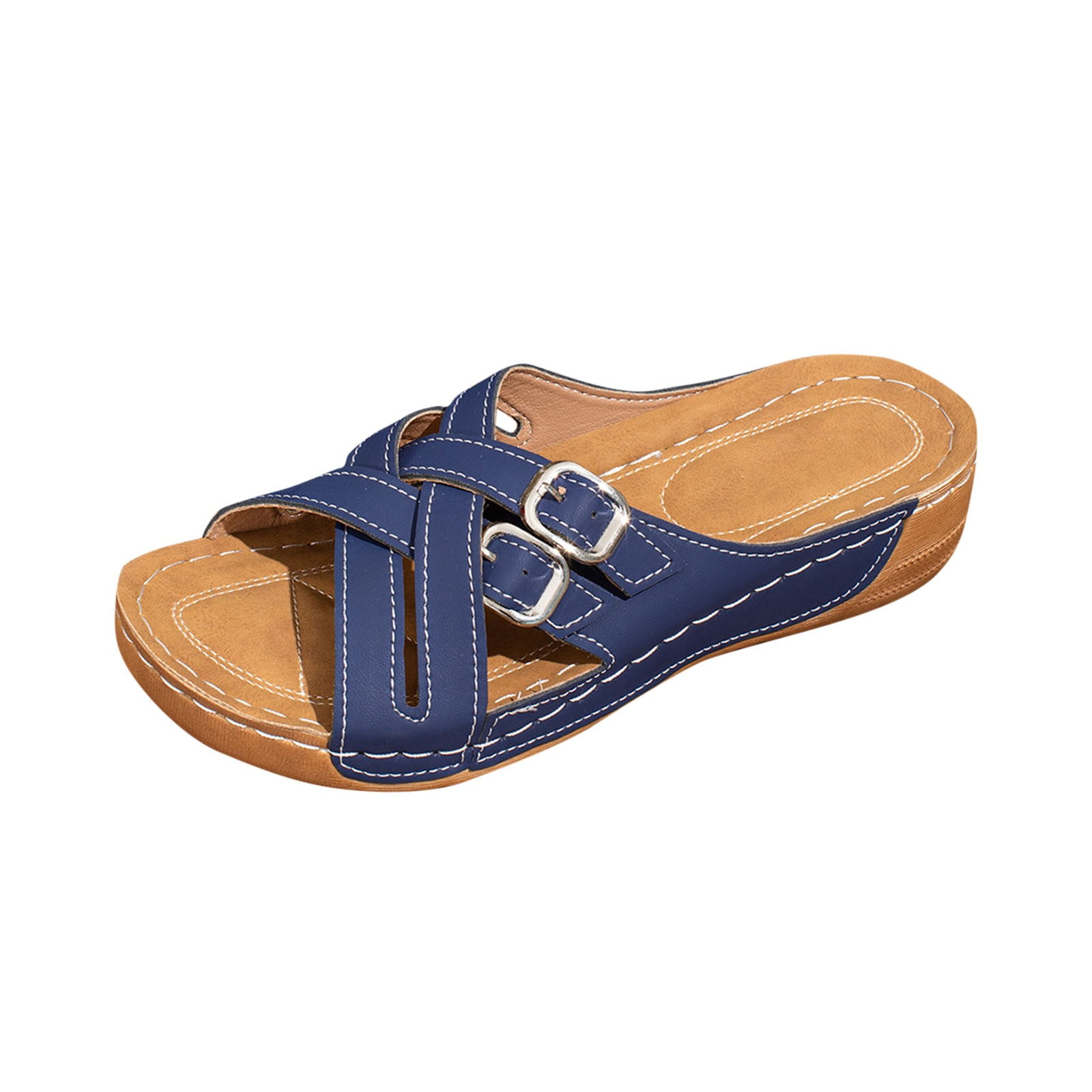 Dressy Wedge Sandals for Women Casual Summer, Comfort Cork Strappy ...