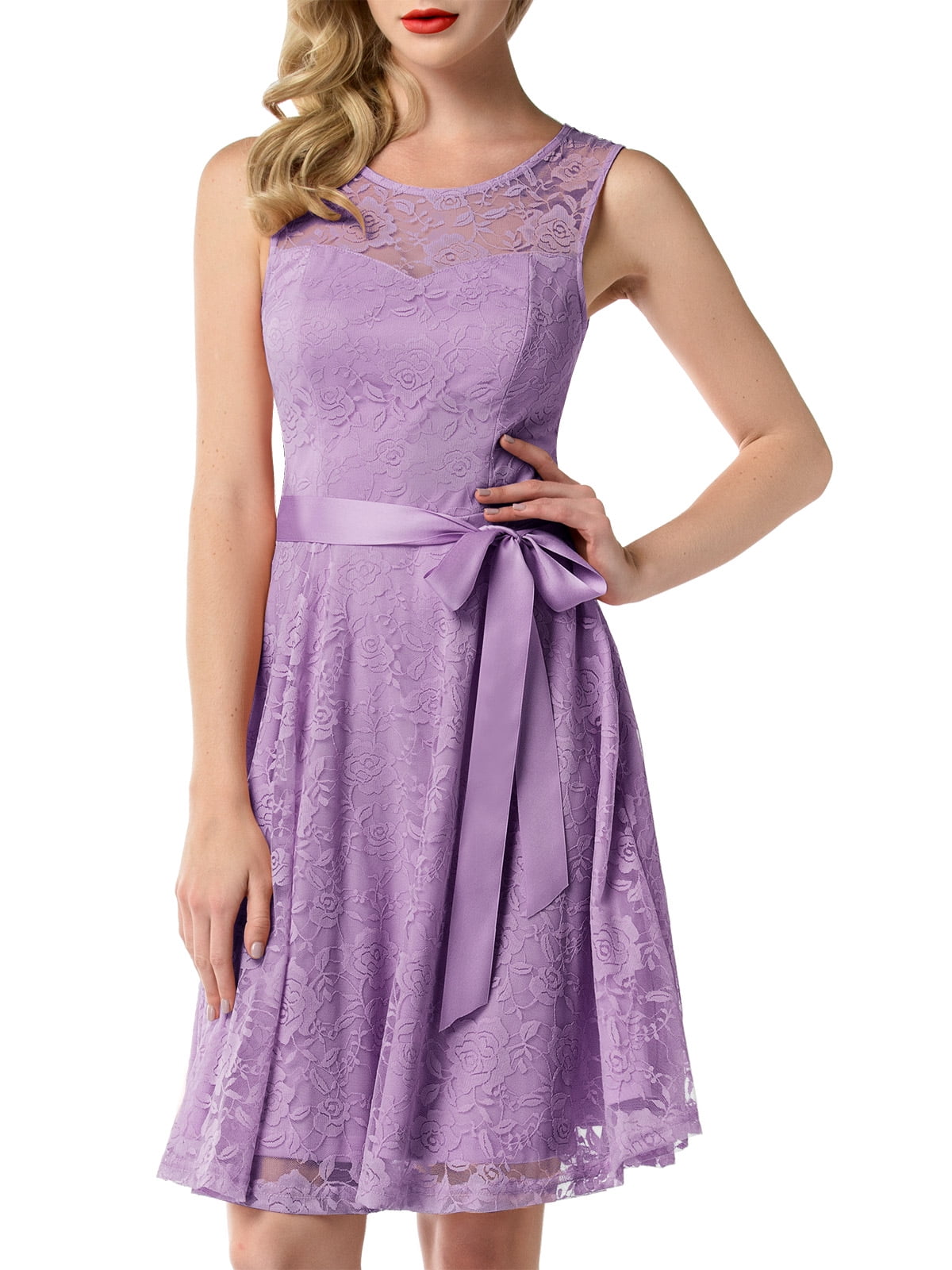 Dressystar Women Floral Lace Cocktail Party Dress Female Knee Length ...