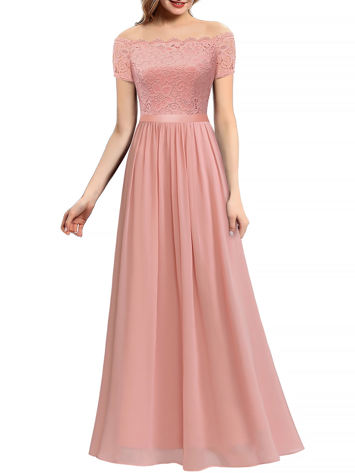 Dressystar Women Floral Lace Wedding Bridesmaid Dress Female Off ...