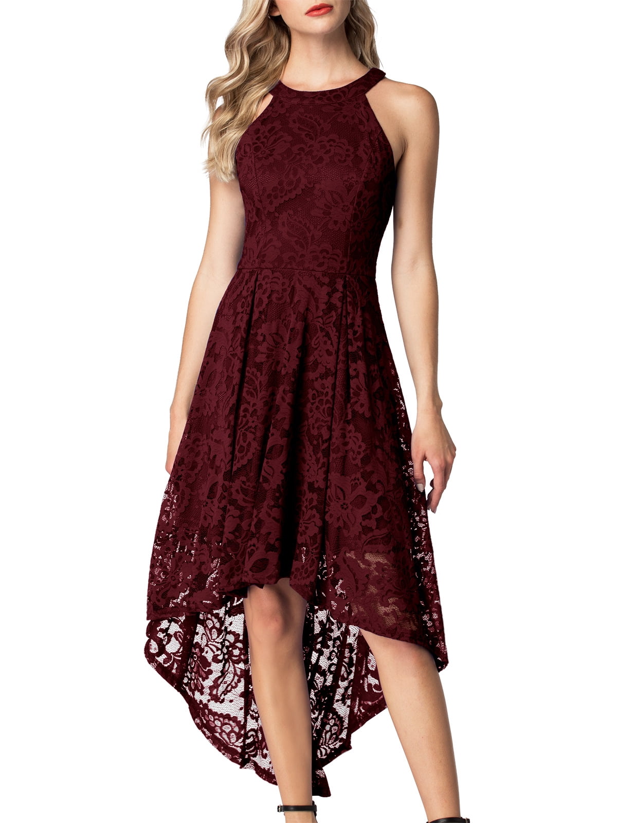 Dressystar Women Halter Floral Lace Cocktail Party Dress, Knee Length ...