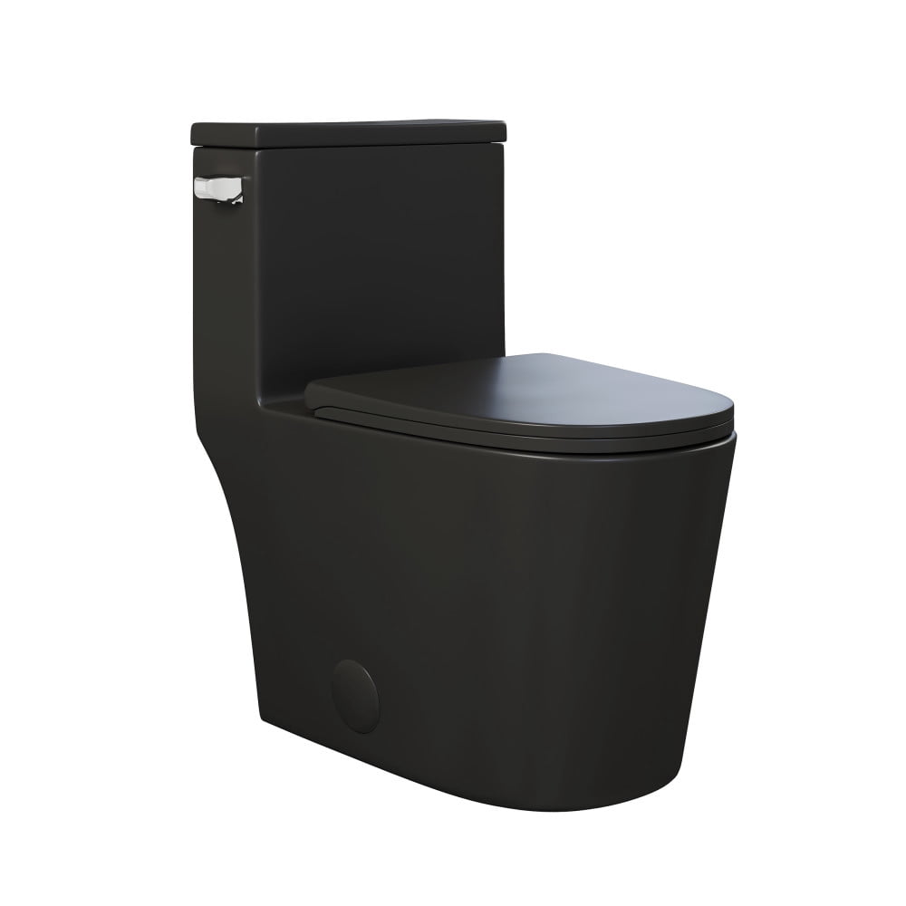 Dreux One Piece Elongated Toilet Left Side Flush in Matte Black 1.28 ...