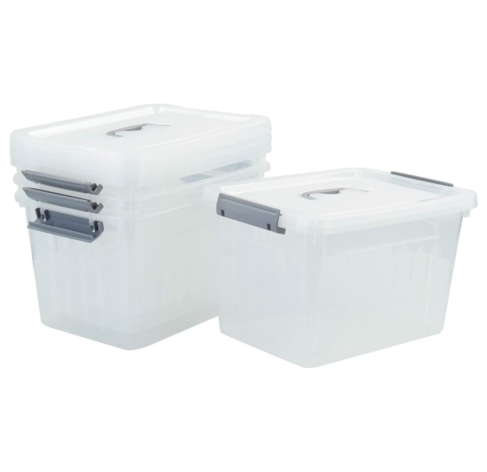 Drevy 10 Liter Storage Boxes, Clear Plastic Storage Bins Set of 4 ...