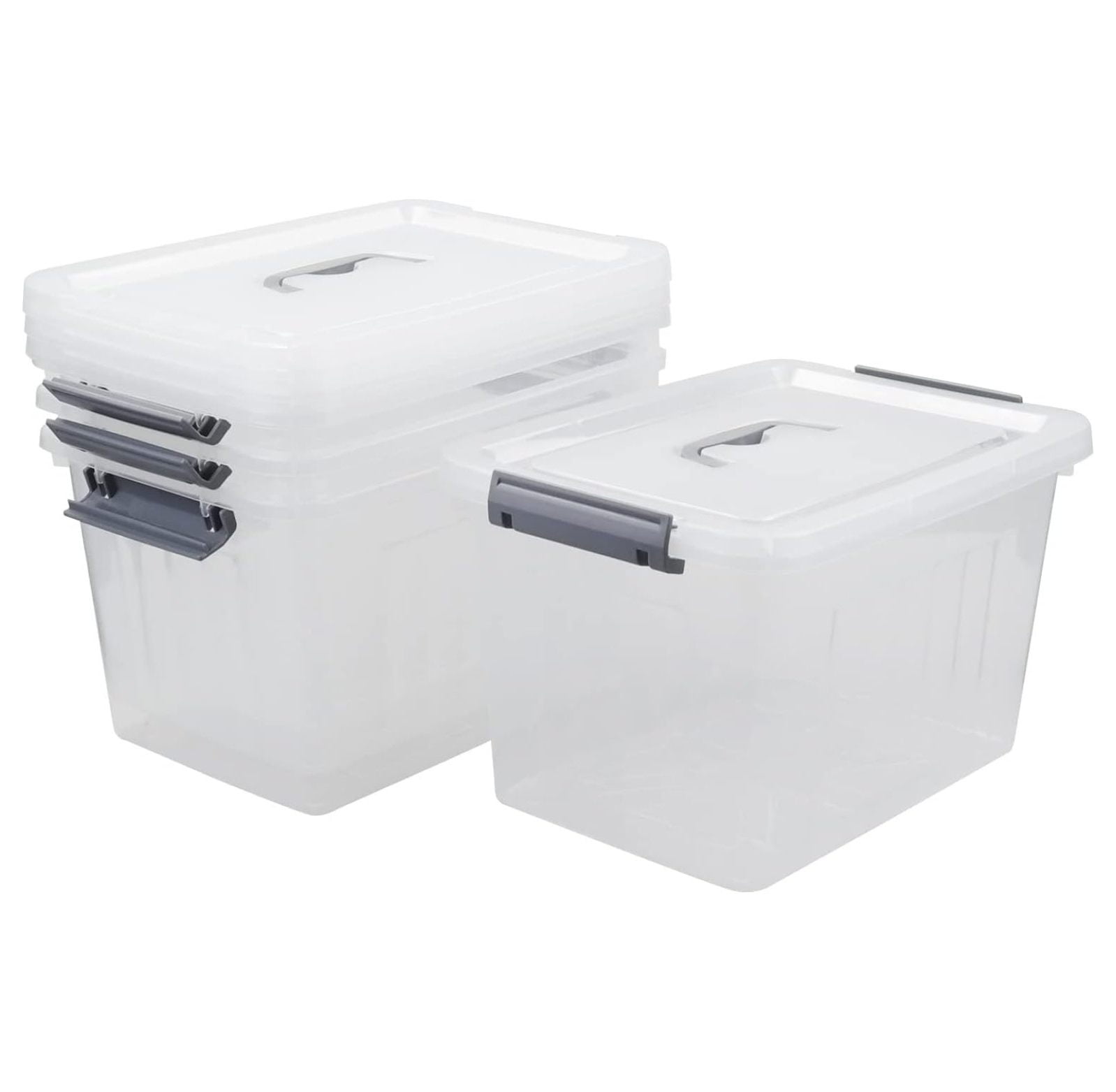 Drevy 12 Liter Plastic Storage Box, Clear Box with Lid, 4-pack ...