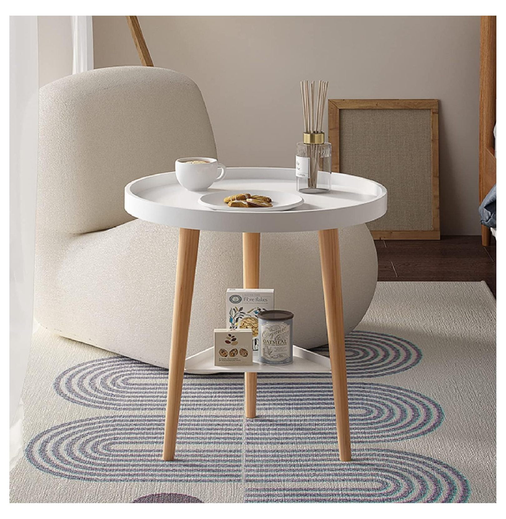 Drevy 15 Inch Double Layer Side Table, Modern Minimalist End Table ...