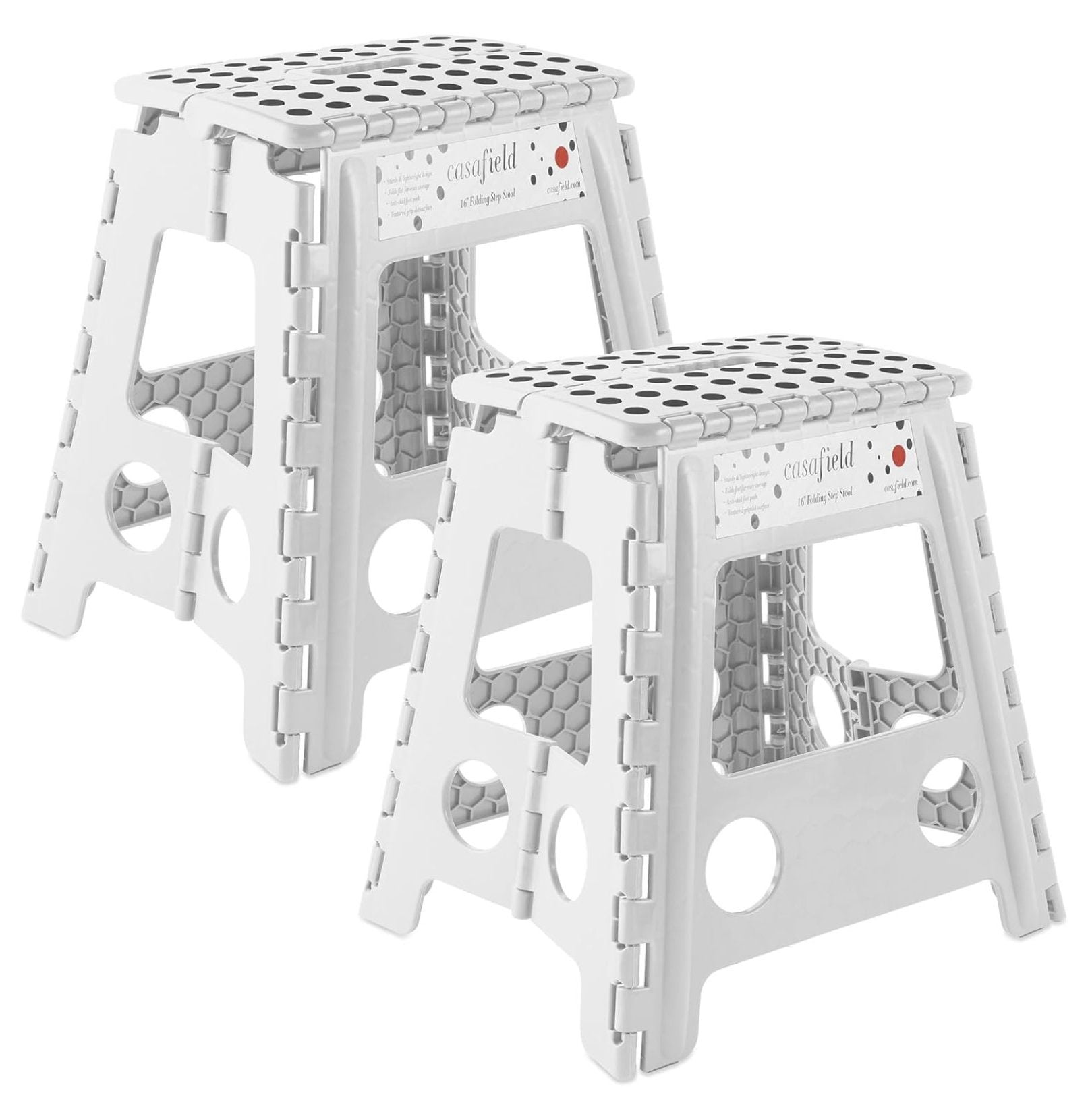 Drevy 16" Folding Step Stool with Handle (Set of 2), White - Portable ...