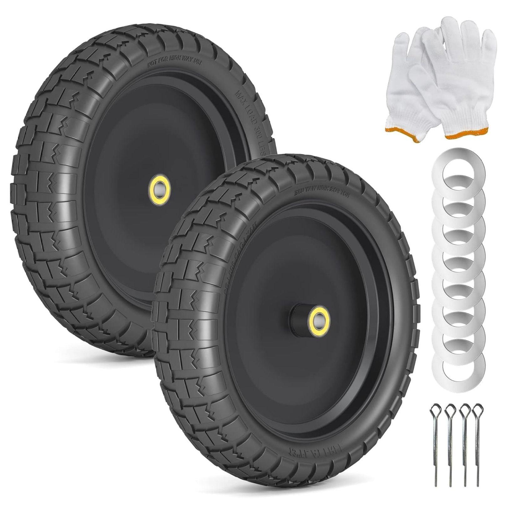 Drevy(2-Pack) 13‘’Tire Wheel for Cart Replacement Wheels, Flat Solid ...