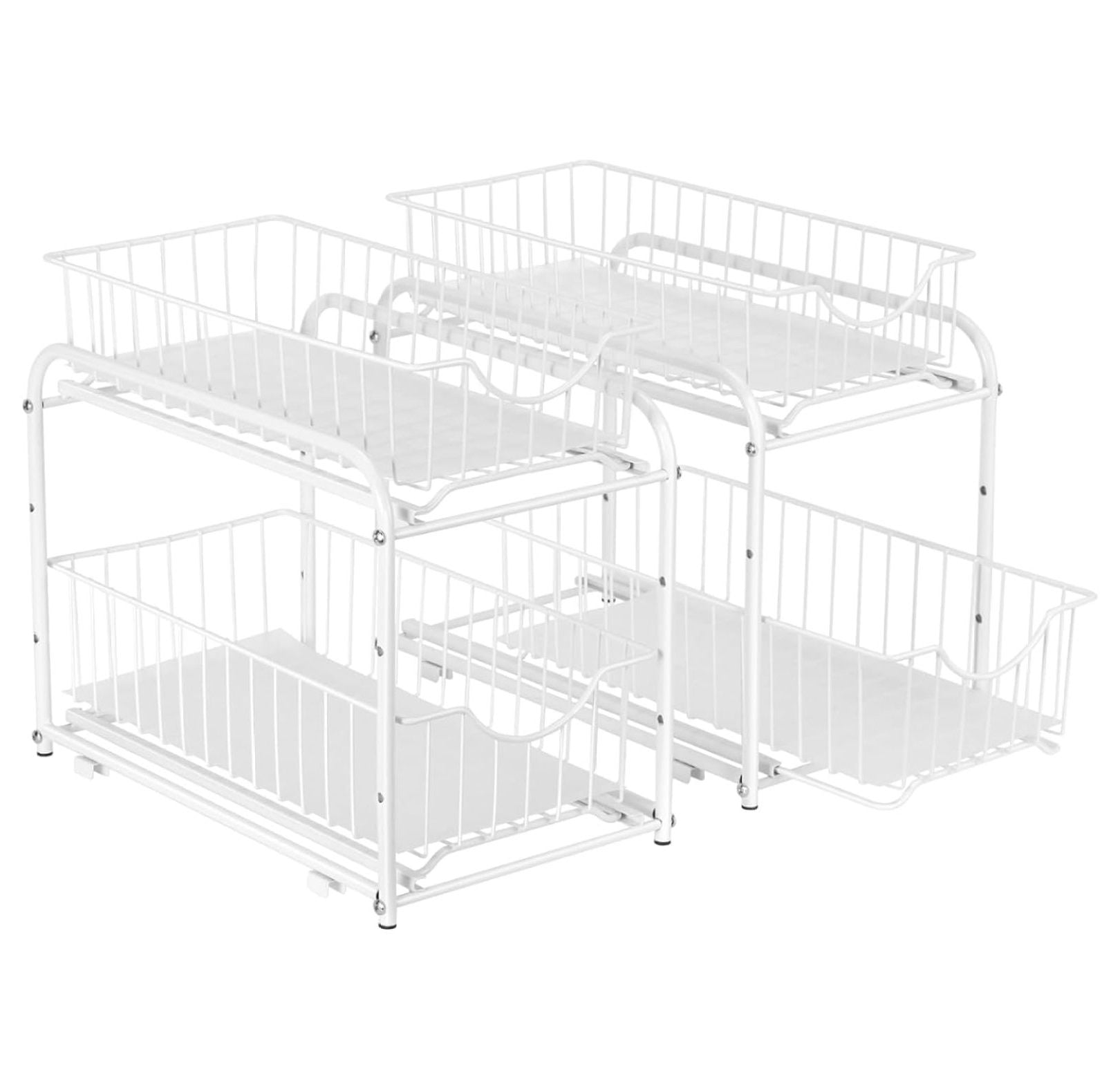 Drevy 2 Pack Stackable 2 Tier Under Sink Cabinet Organizer with Sliding ...