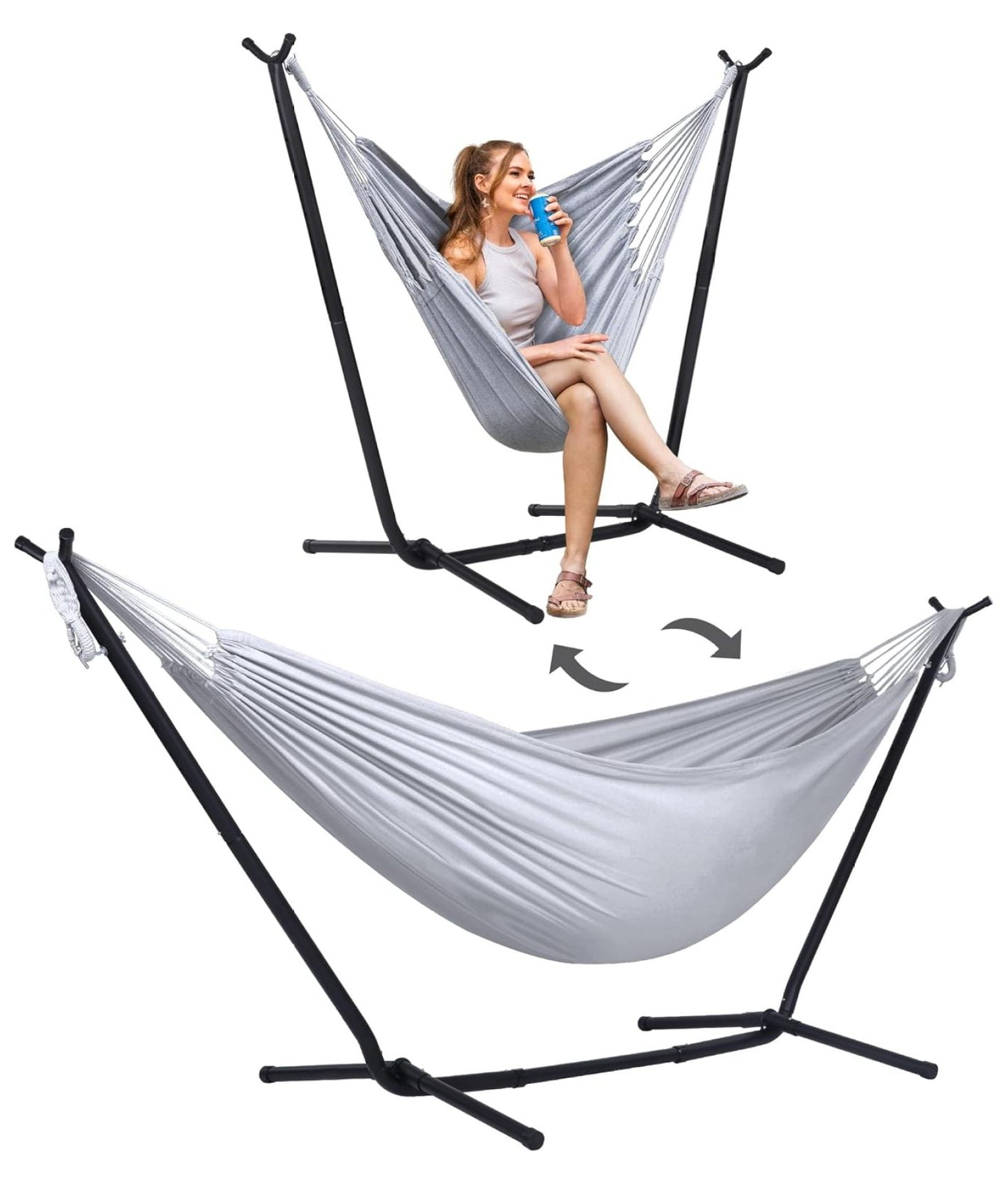 Drevy 2-in-1 Convertible Extra Large Hammocks with Stand, Heavy Duty 2 ...