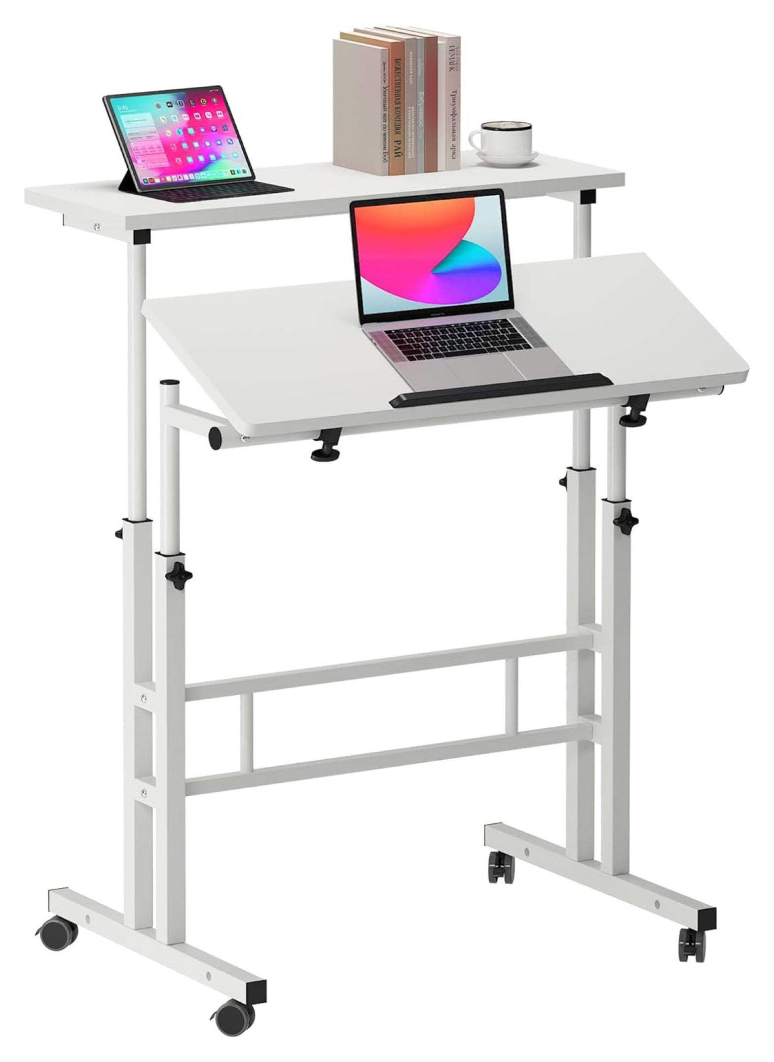 Drevy 23.6 inches 2 Spacious Platforms Mobile Laptop Desk Adjustable ...