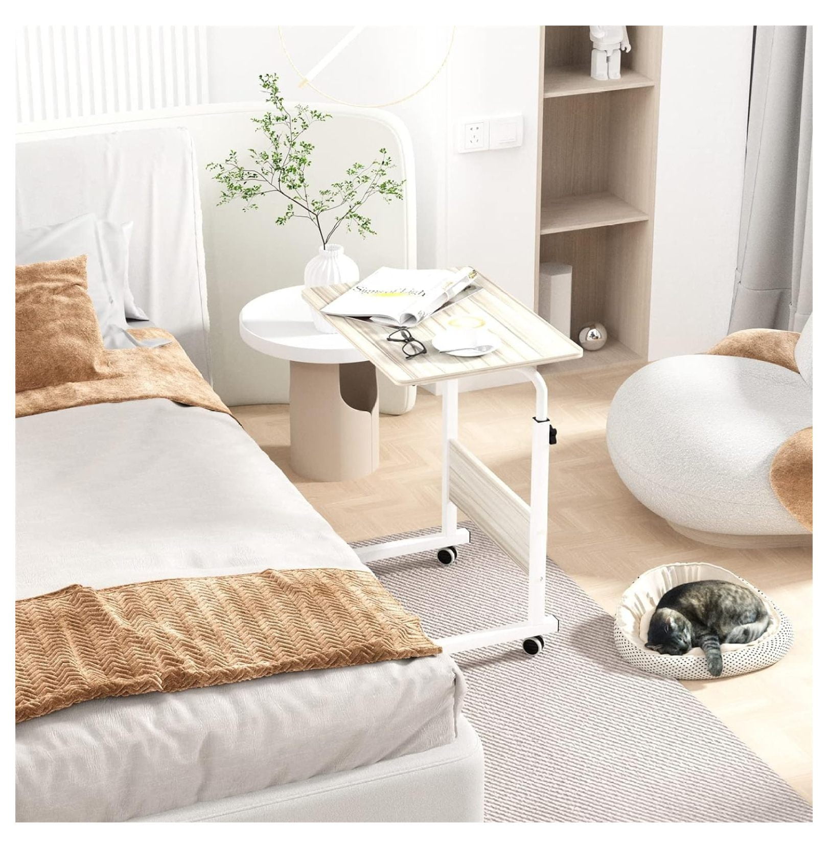 Drevy 23.6 inches Mobile Laptop Desk Adjustable Side Table Computer ...