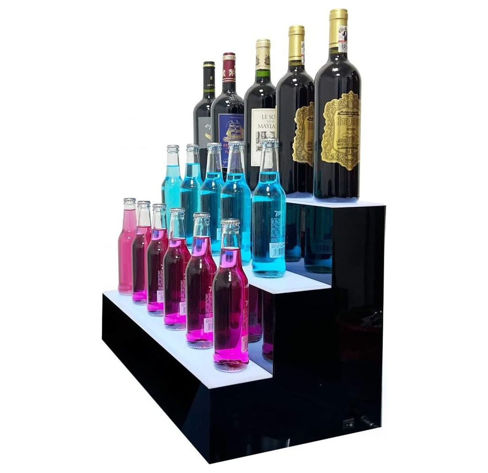 Drevy 24 Inch 3 Step LED Lighted Liquor Bottle Display Illuminated ...