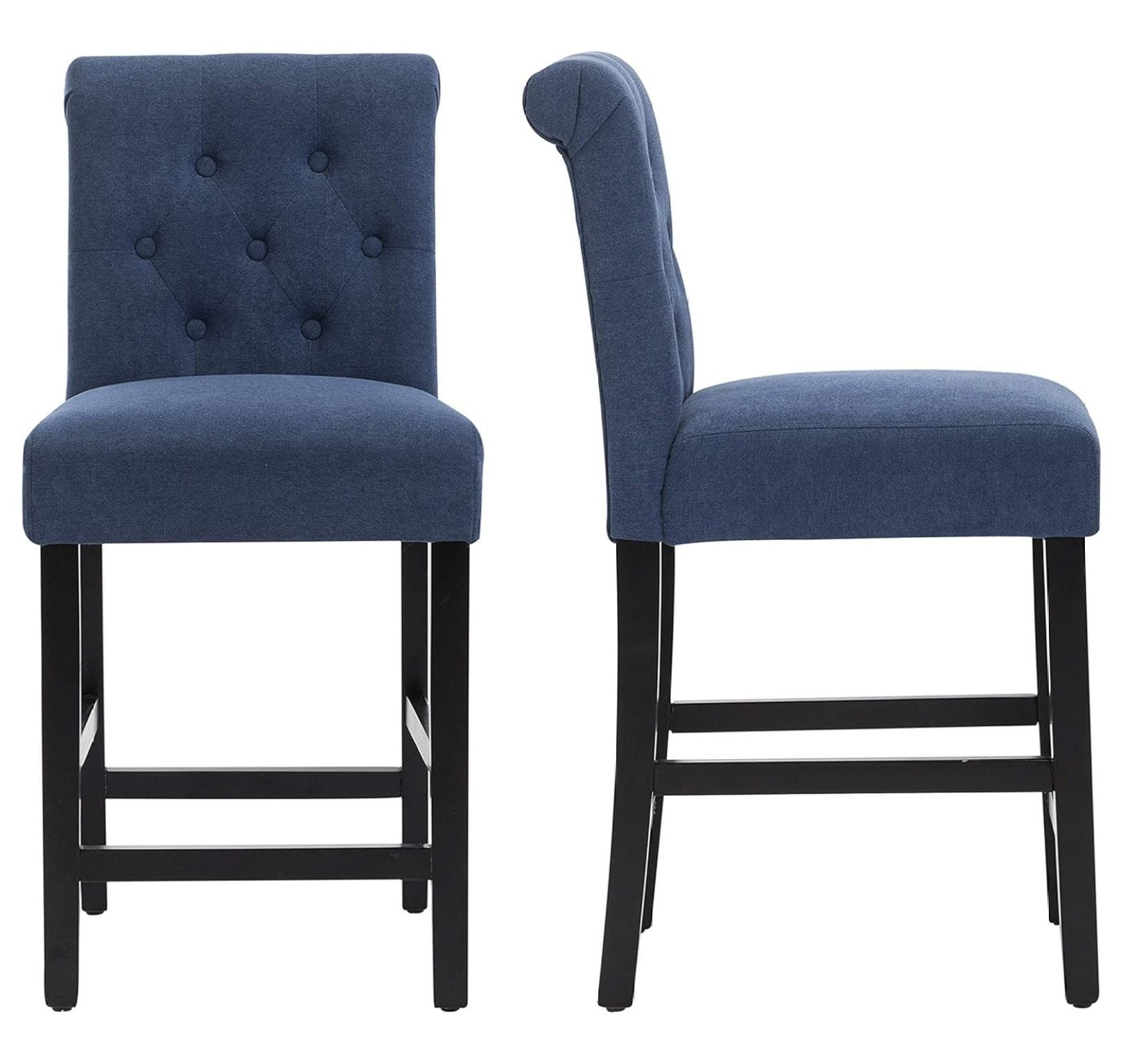 Drevy 24 Inches Stylish Fabric Counter Height Stools with Solid Wood ...