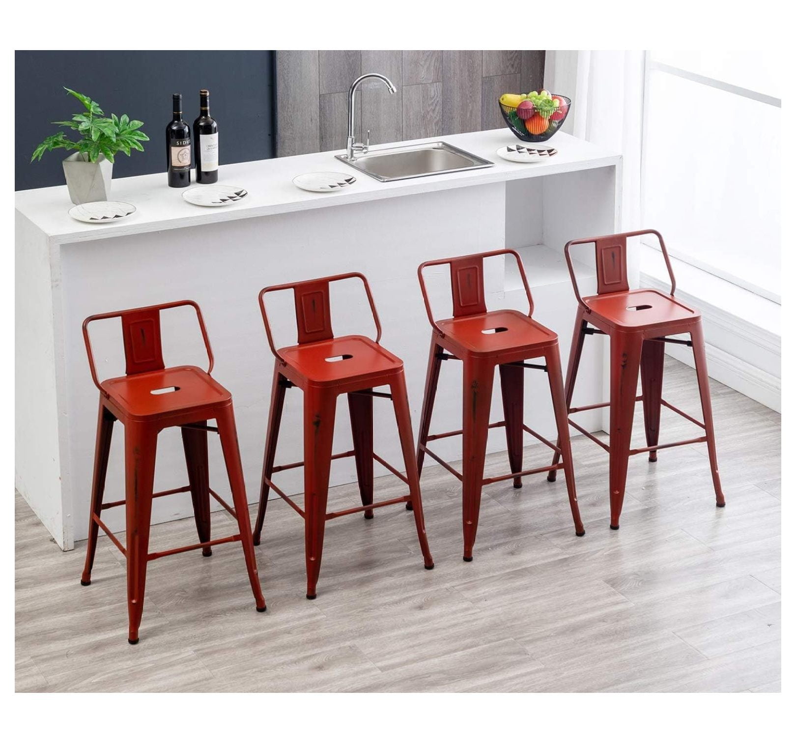 Drevy 24" Metal Bar Stools Industrial Barstools Counter Height Stools ...