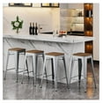 Drevy 24" Metal Counter Height Bar Stools Set of 4 Industrial Backless ...