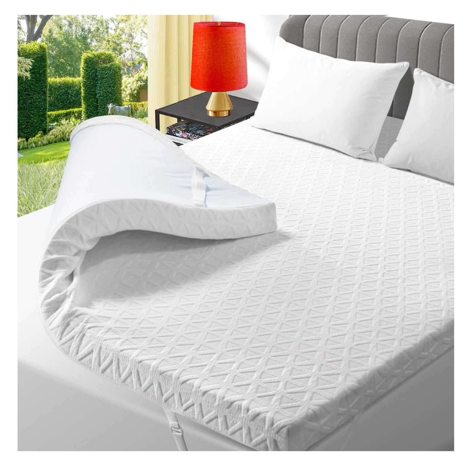 Drevy 3 Inch Memory Foam Mattress Topper Queen Size, Bed Topper for ...