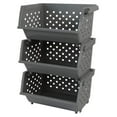 Drevy 3-Pack Gray Plastic Stackable Detachable Storage Organizer ...